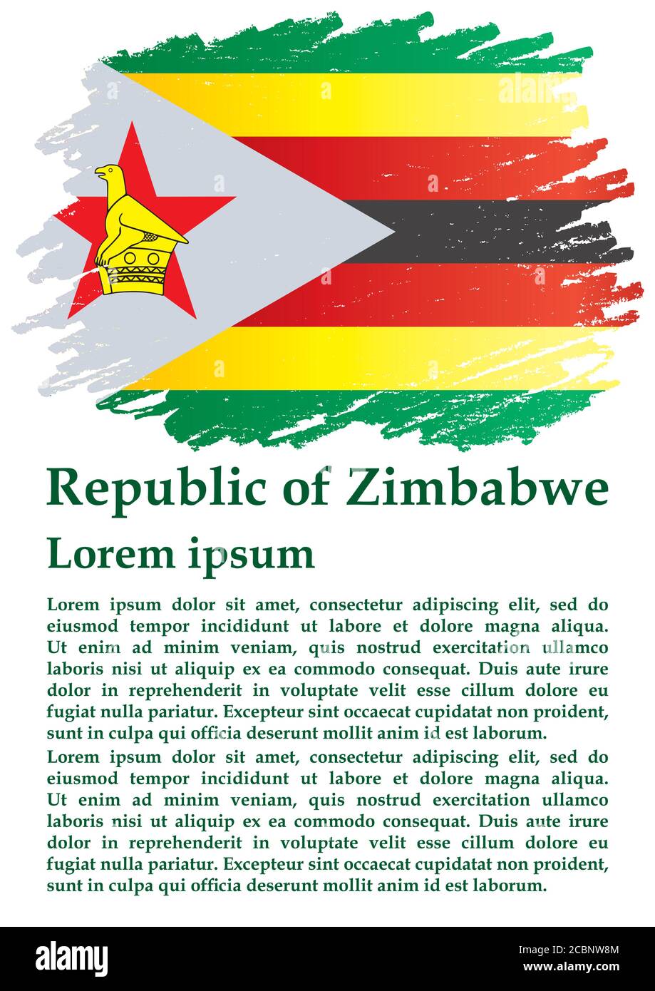 Flag of Zimbabwe, Republic of Zimbabwe. Template for award design, an ...