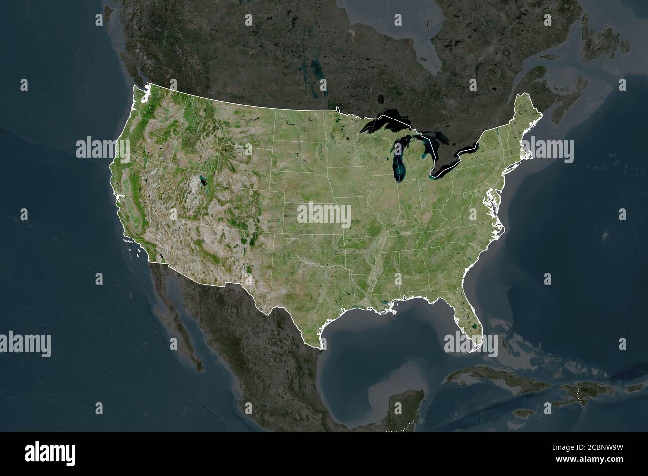 Shape of Mainland United States separated by the desaturation of ...