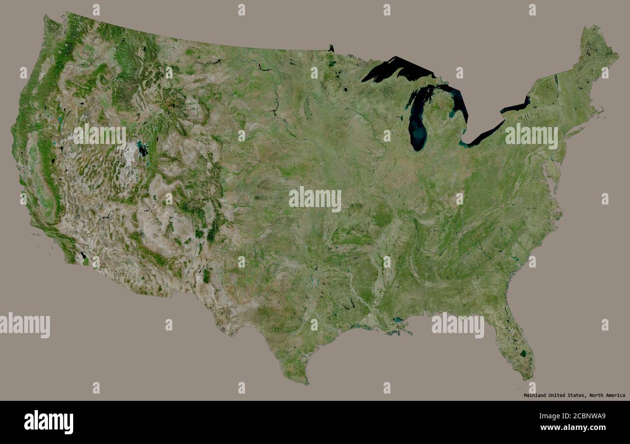 Shape of Mainland United States with its capital isolated on a solid ...