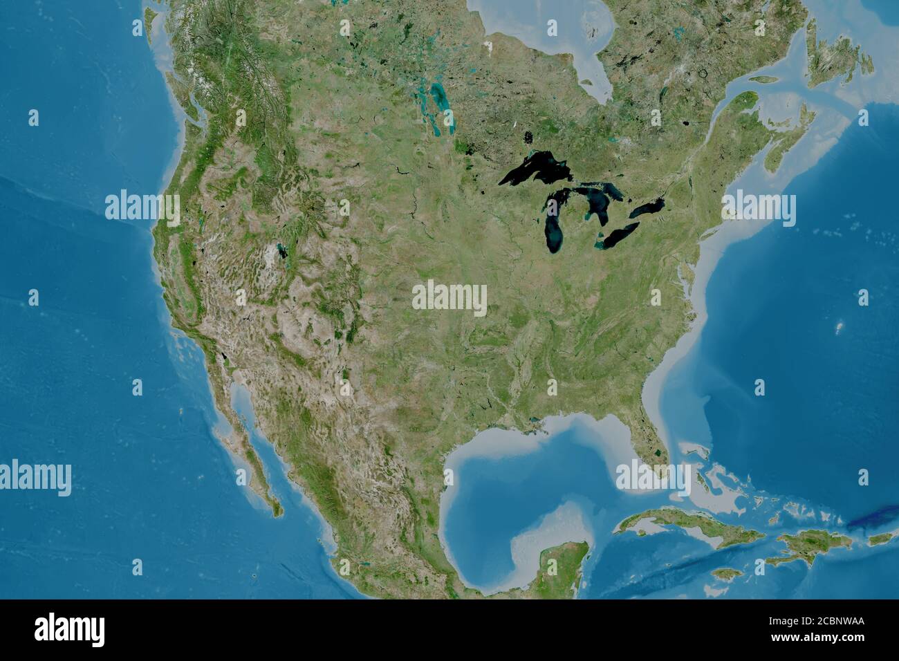 Extended area of Mainland United States. Satellite imagery. 3D ...