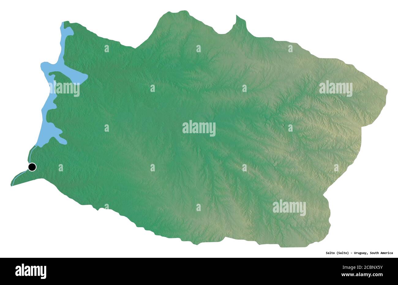 Shape of Salto, department of Uruguay, with its capital isolated on ...