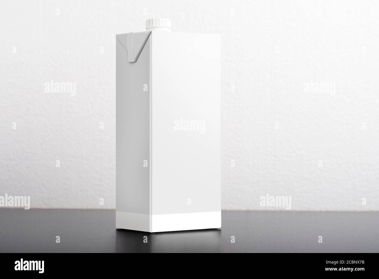 Fresh one liter low fat milk package on table, editable mock-up series ...