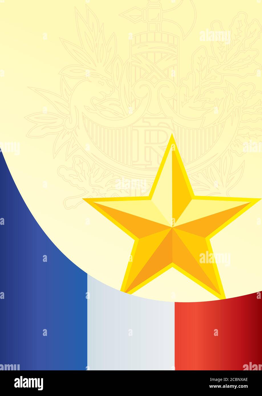 France, template for the award, an official document with a flag and a ...