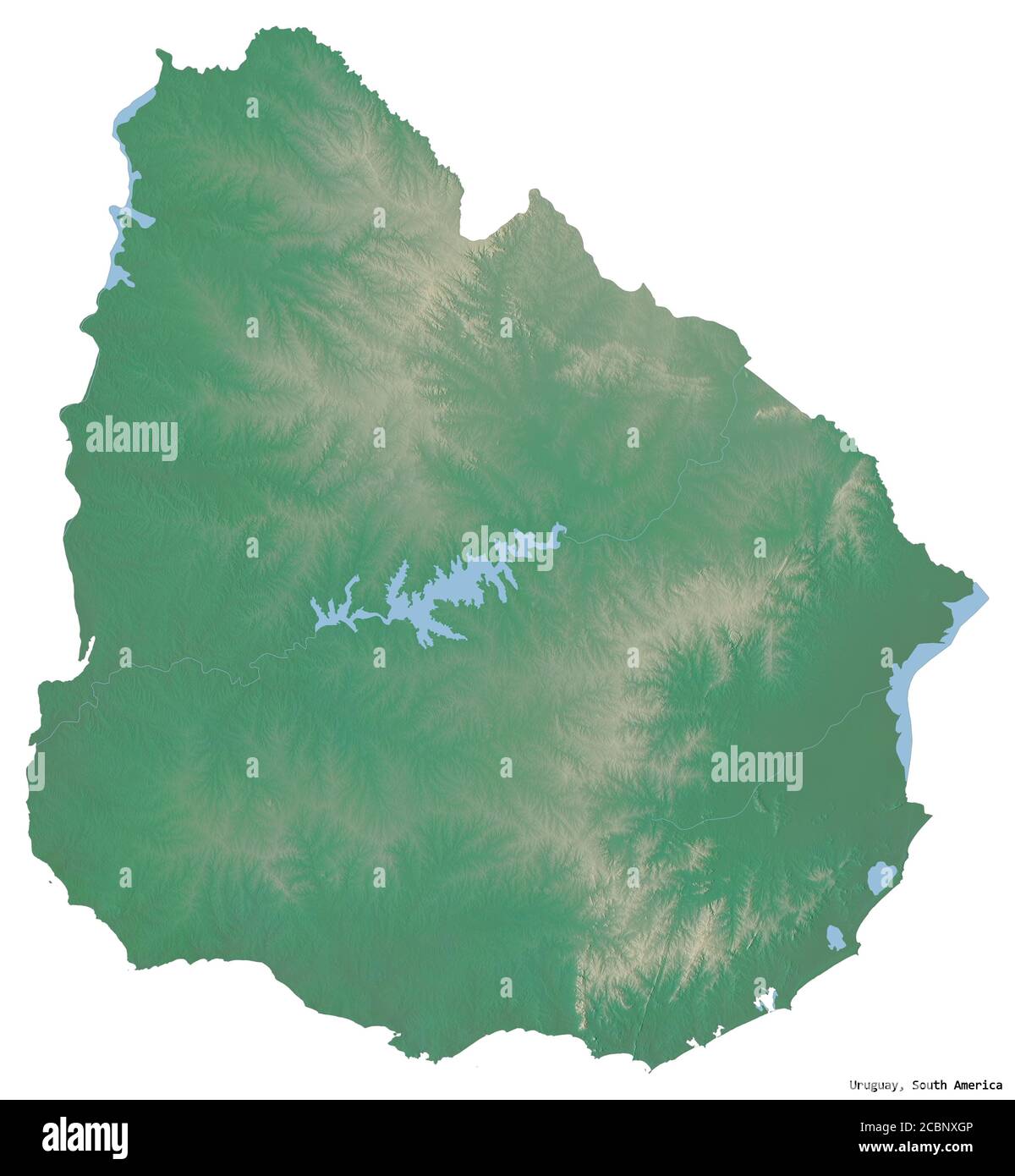 Shape of Uruguay with its capital isolated on white background ...