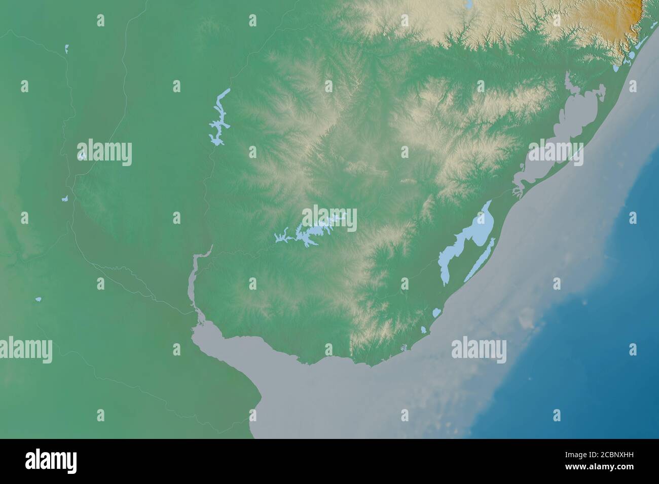 Extended area of Uruguay. Topographic relief map. 3D rendering Stock ...