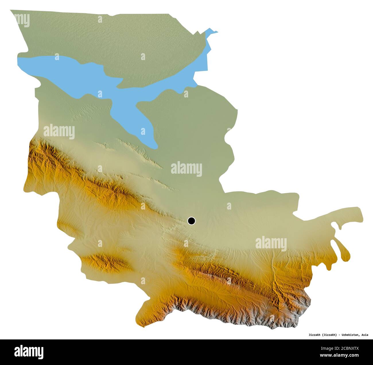 Shape of Jizzakh, region of Uzbekistan, with its capital isolated on ...