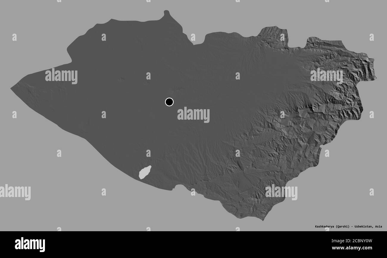 Shape of Kashkadarya, region of Uzbekistan, with its capital isolated ...