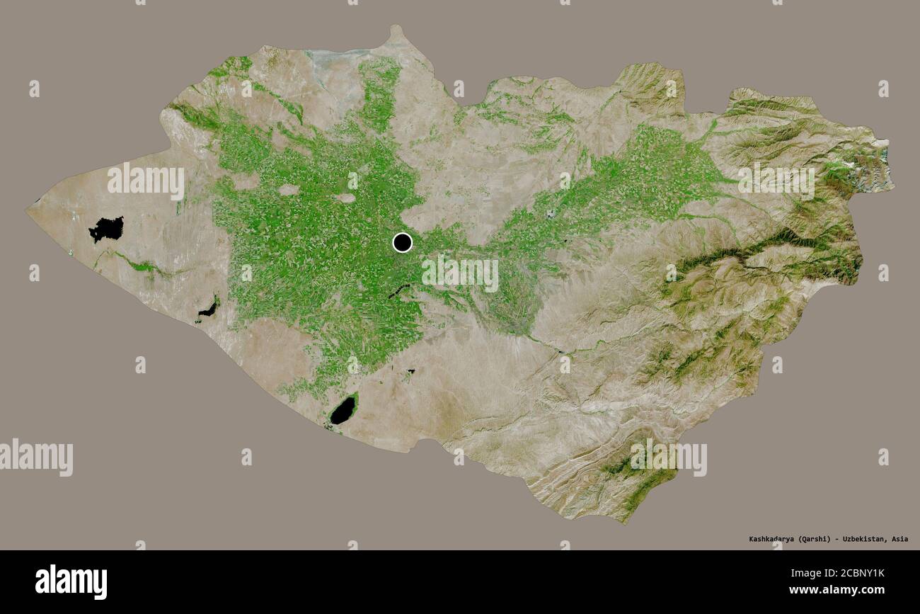 Shape of Kashkadarya, region of Uzbekistan, with its capital isolated ...