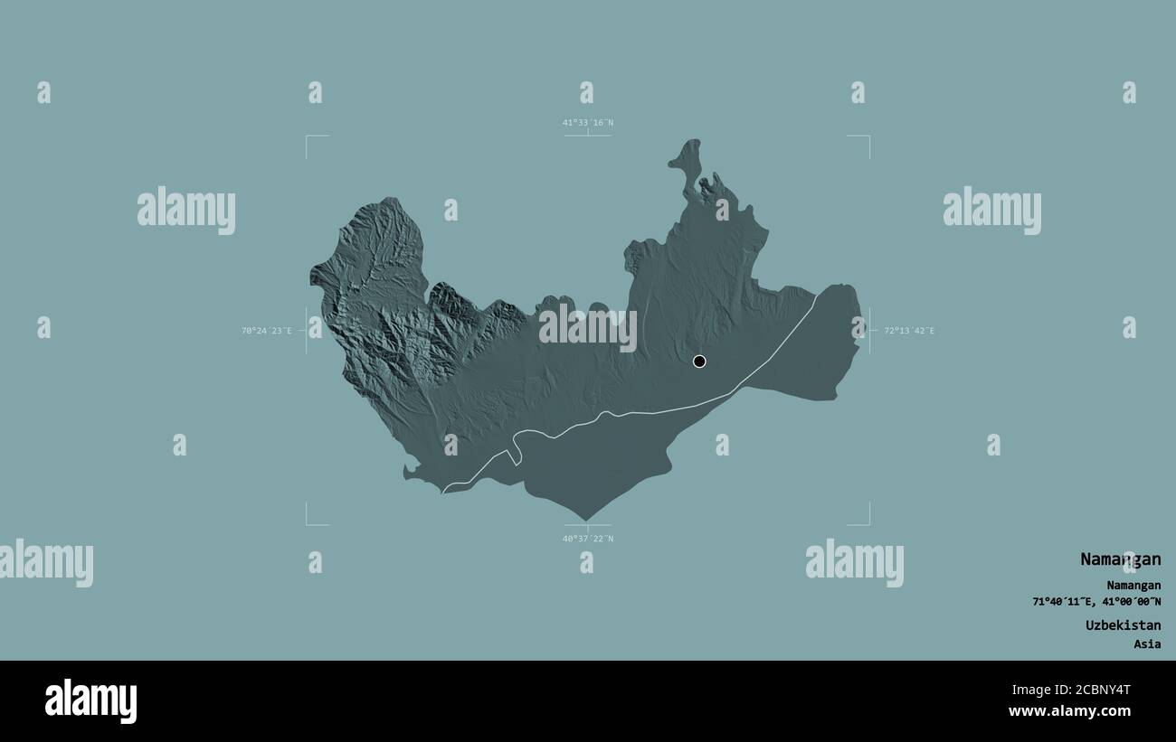 Area of Namangan, region of Uzbekistan, isolated on a solid background ...