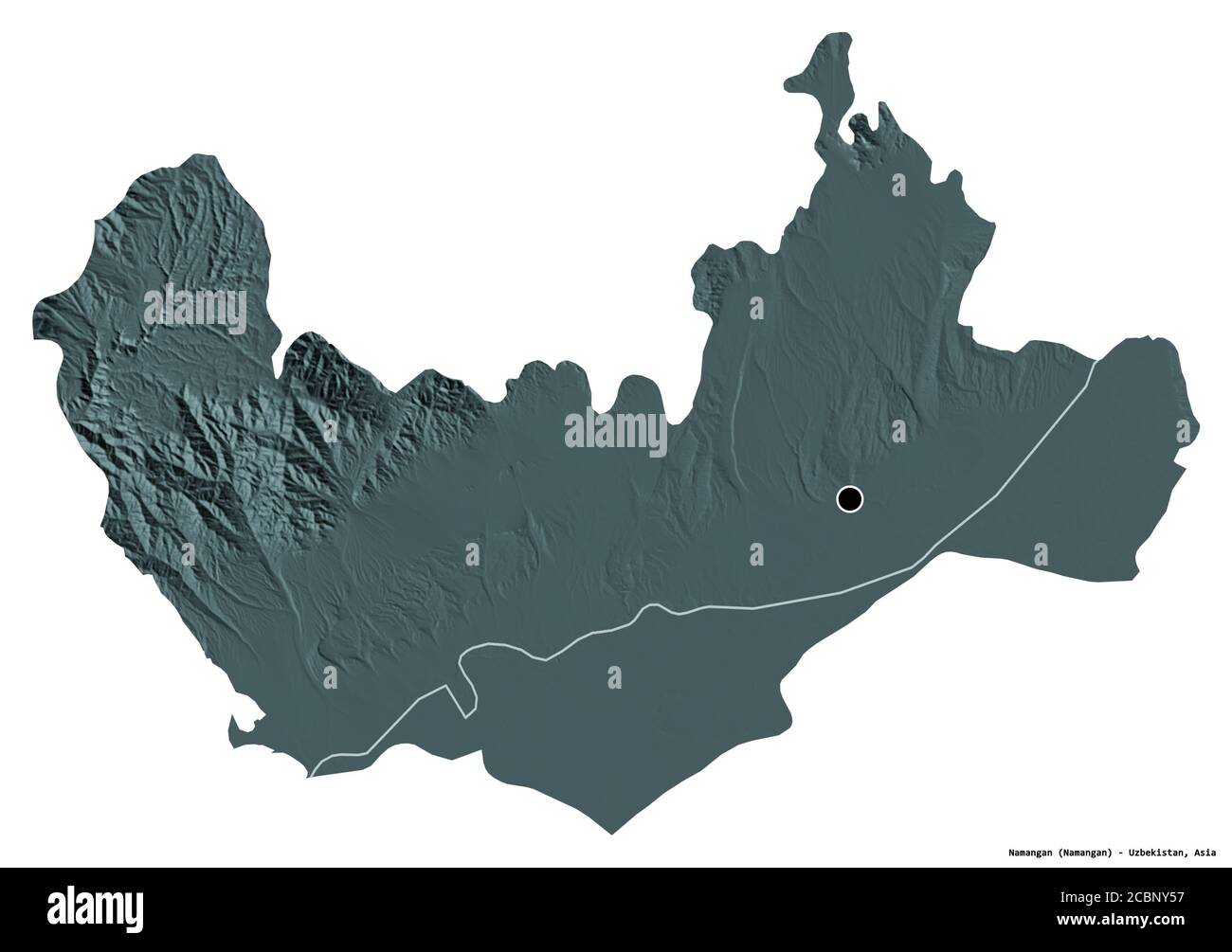 Shape of Namangan, region of Uzbekistan, with its capital isolated on ...