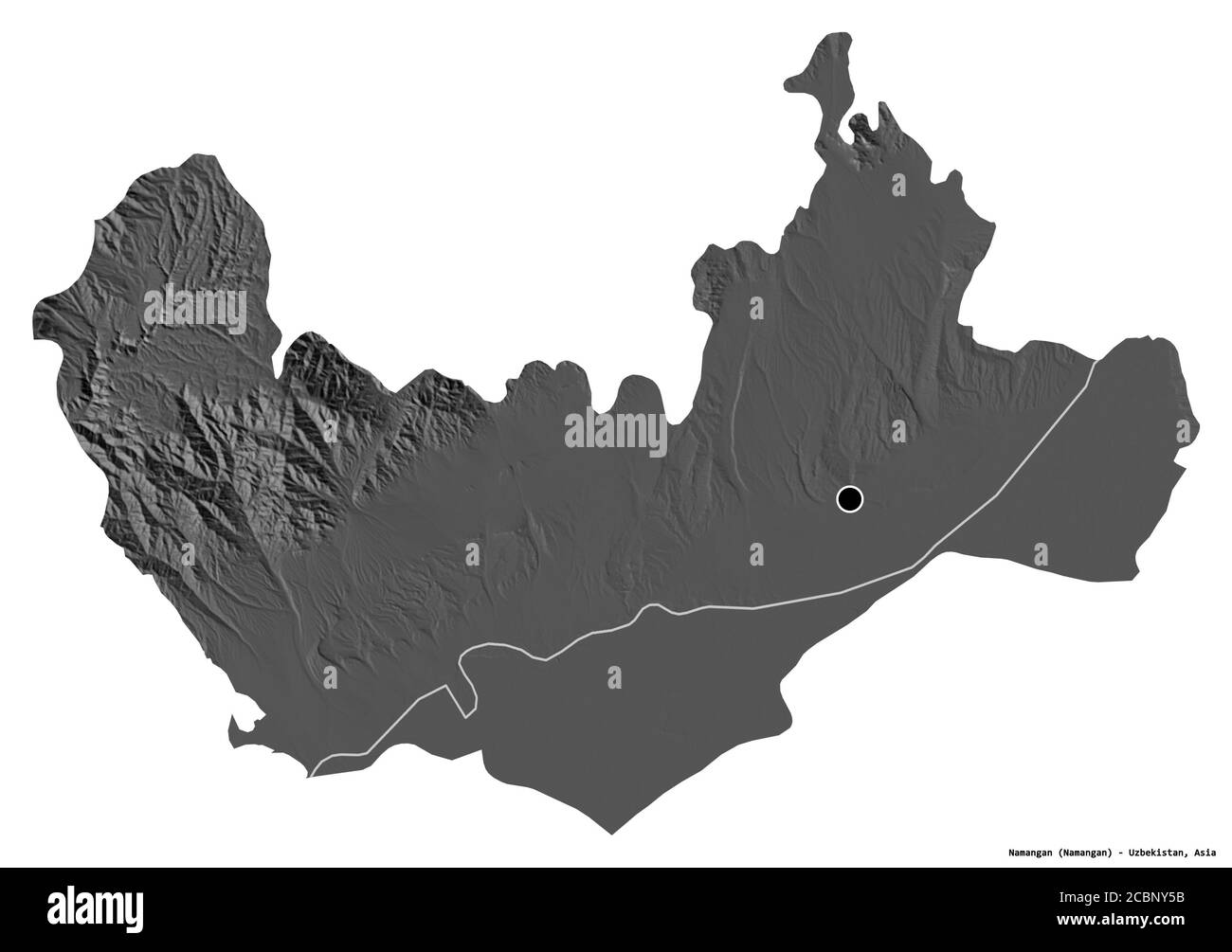 Shape of Namangan, region of Uzbekistan, with its capital isolated on ...