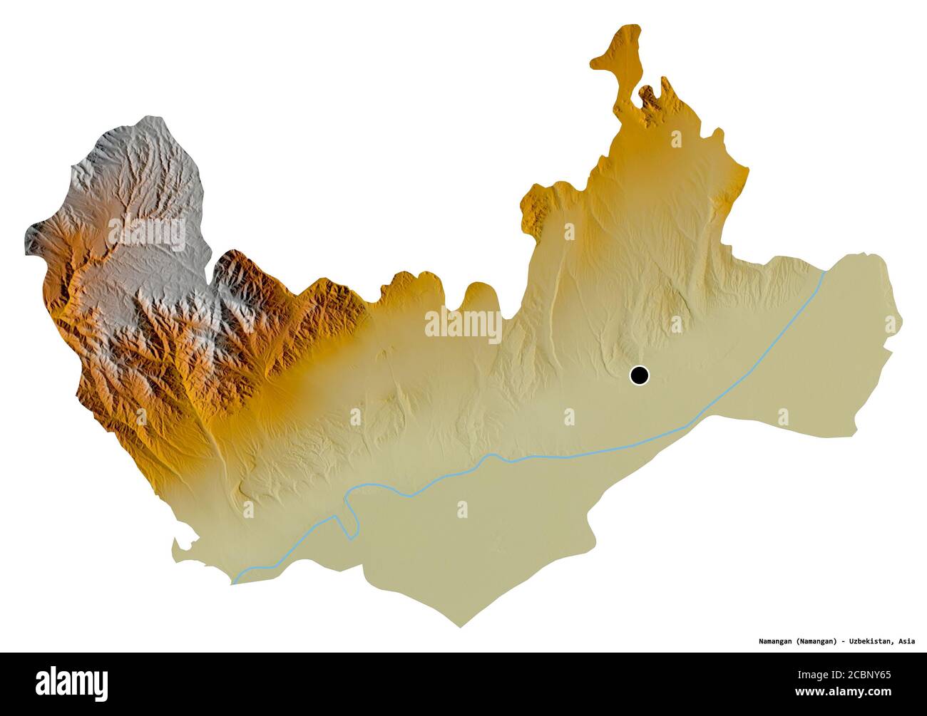 Shape of Namangan, region of Uzbekistan, with its capital isolated on ...