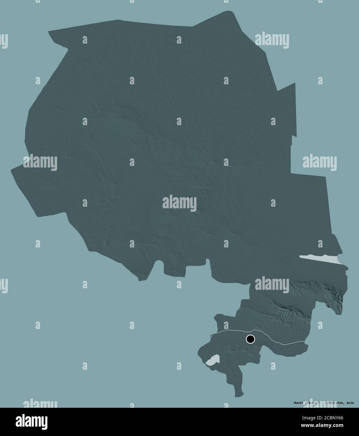 Shape of Navoi, region of Uzbekistan, with its capital isolated on a ...