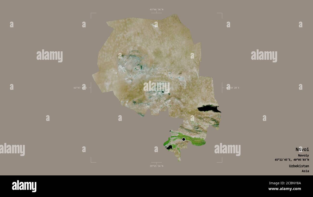 Area of Navoi, region of Uzbekistan, isolated on a solid background in ...