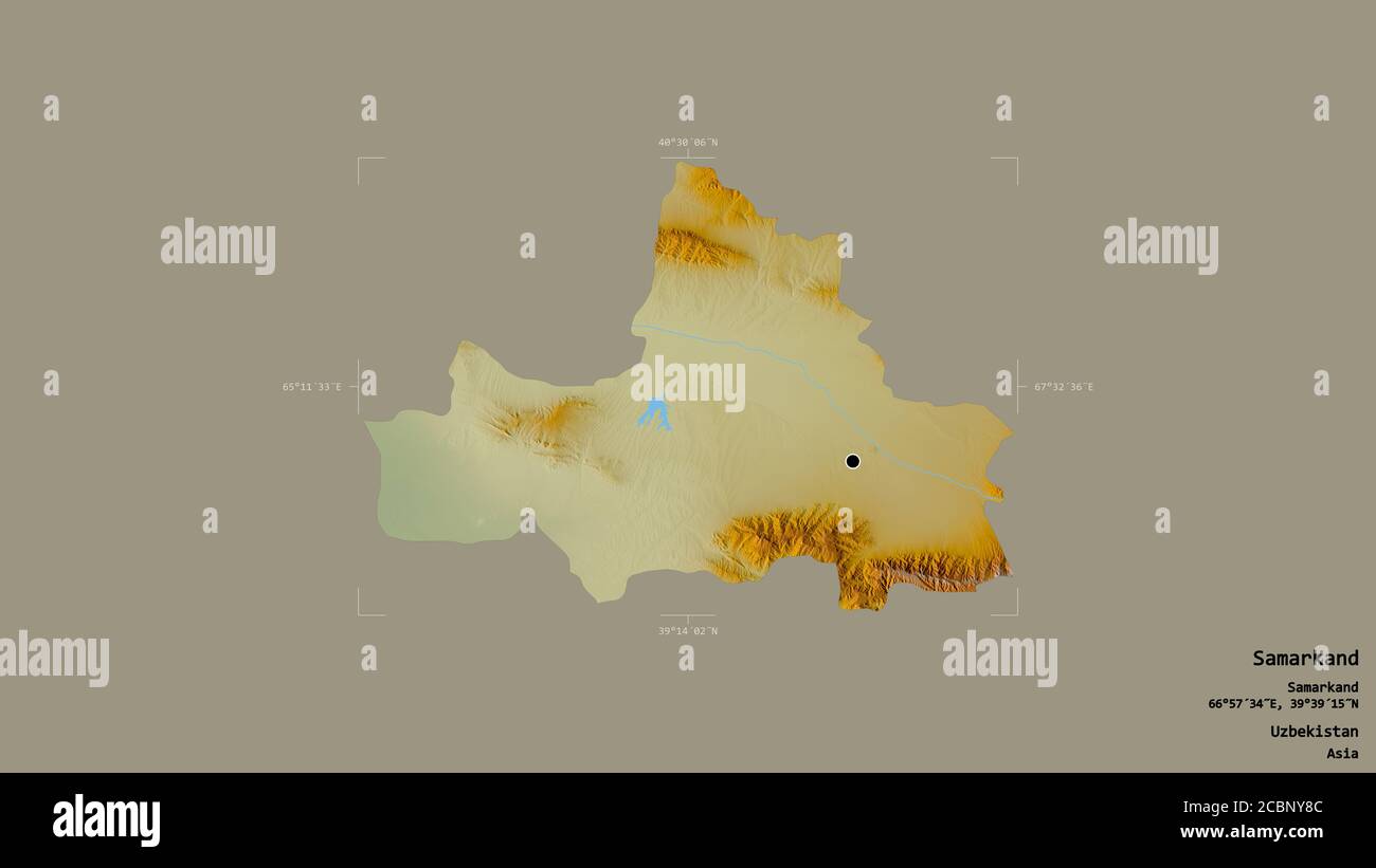 Area of Samarkand, region of Uzbekistan, isolated on a solid background ...
