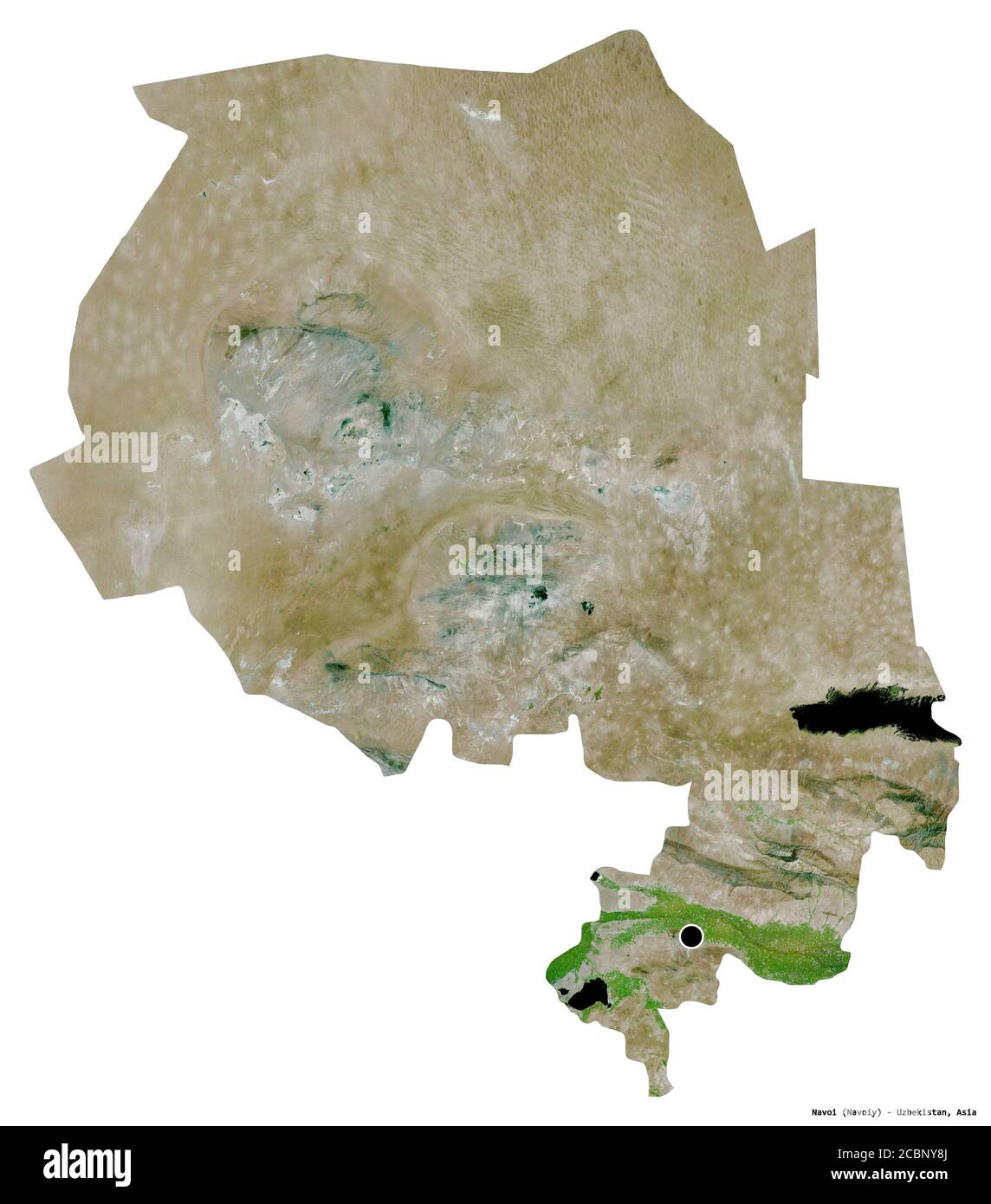 Shape of Navoi, region of Uzbekistan, with its capital isolated on ...