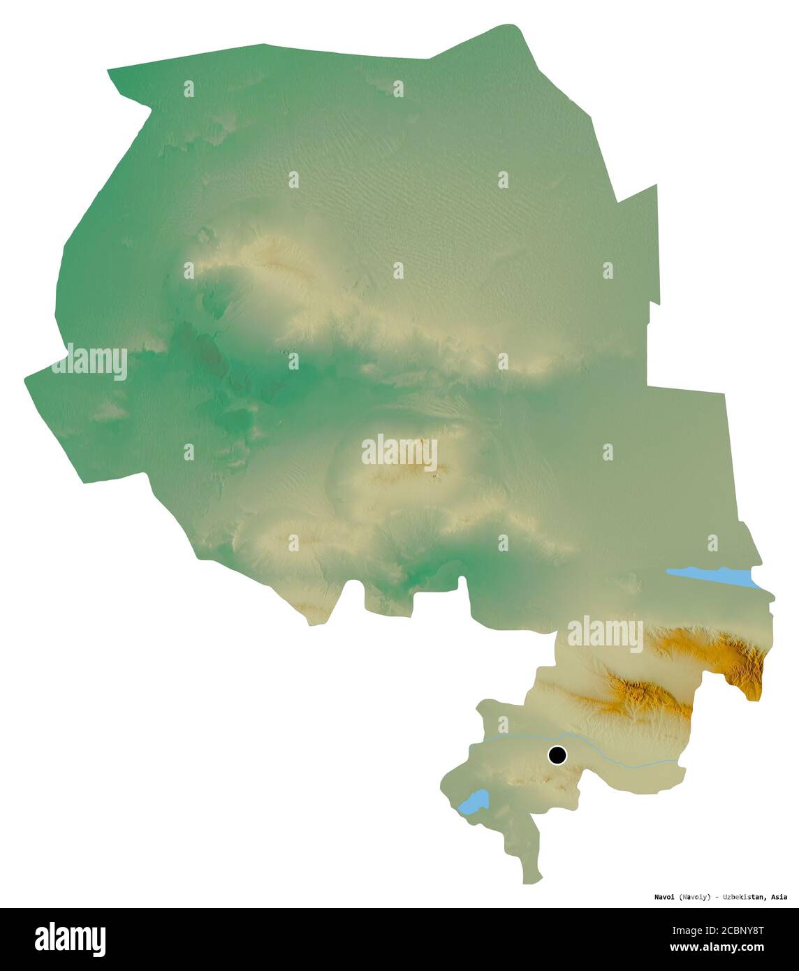 Shape of Navoi, region of Uzbekistan, with its capital isolated on ...