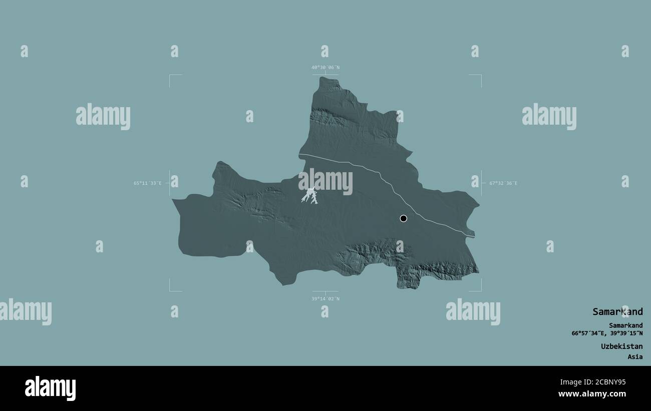 Area of Samarkand, region of Uzbekistan, isolated on a solid background ...