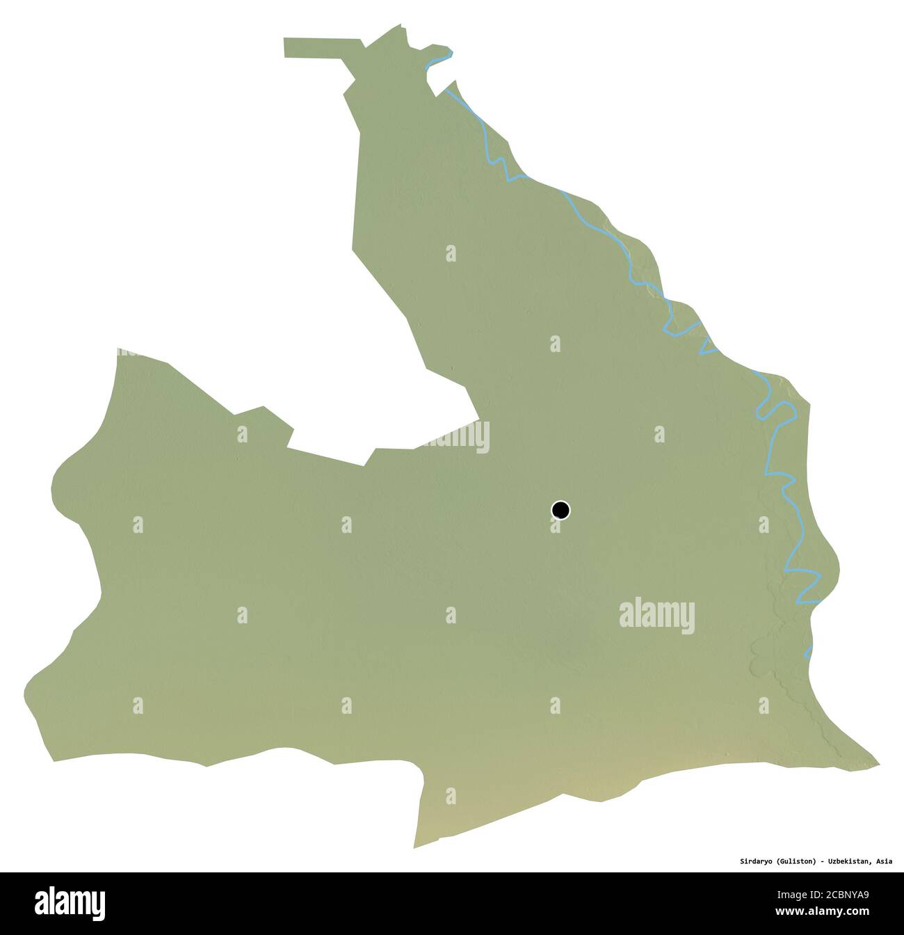 Shape of Sirdaryo, region of Uzbekistan, with its capital isolated on ...