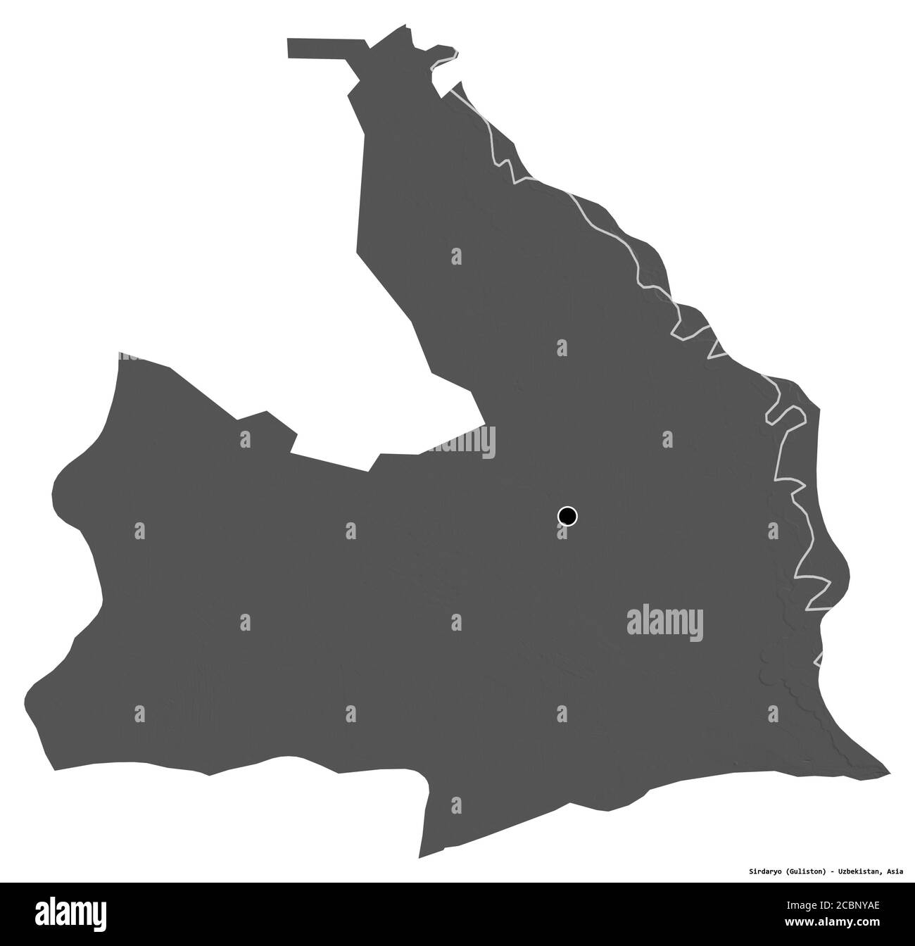 Shape of Sirdaryo, region of Uzbekistan, with its capital isolated on ...