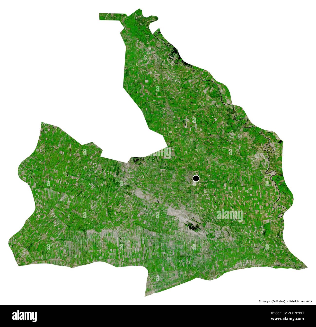 Shape of Sirdaryo, region of Uzbekistan, with its capital isolated on ...