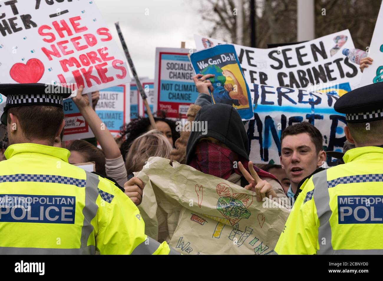 London, UK - Mar 15, 2019: Kids on strike from school. The Metropolitan ...