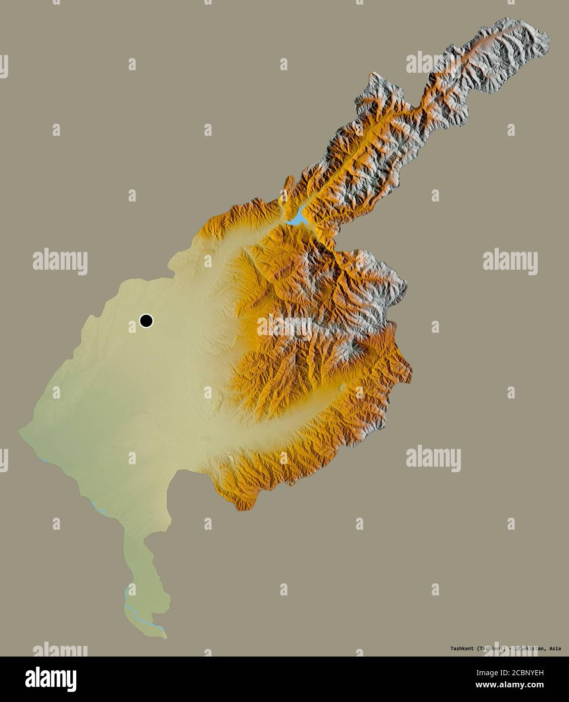 Shape of Tashkent, region of Uzbekistan, with its capital isolated on a ...