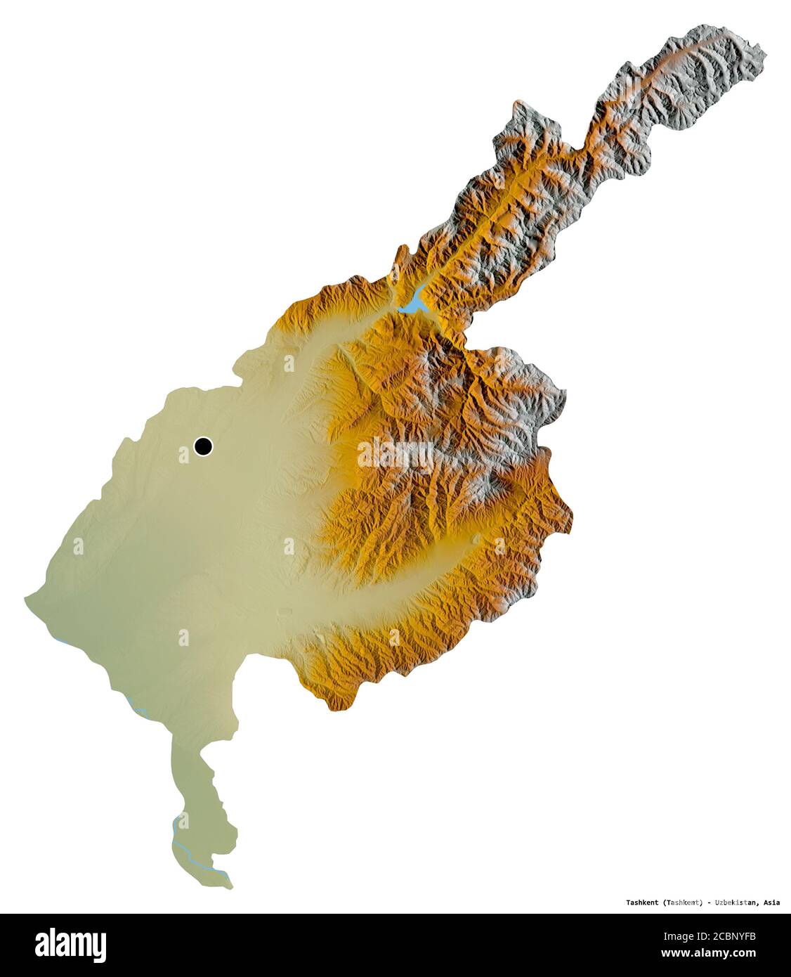 Shape of Tashkent, region of Uzbekistan, with its capital isolated on ...