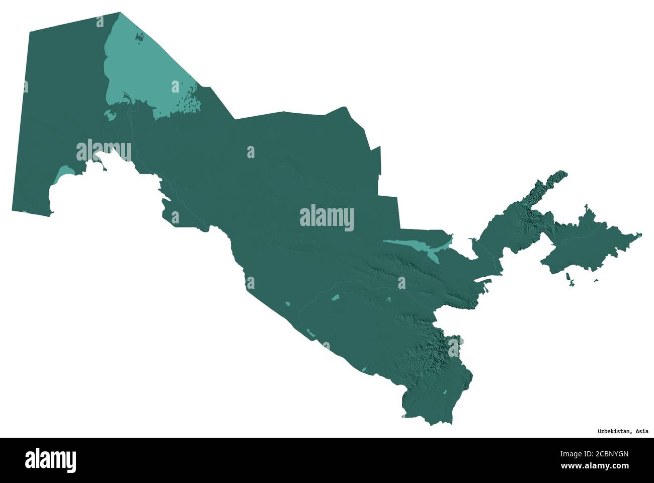 Shape of Uzbekistan with its capital isolated on white background ...