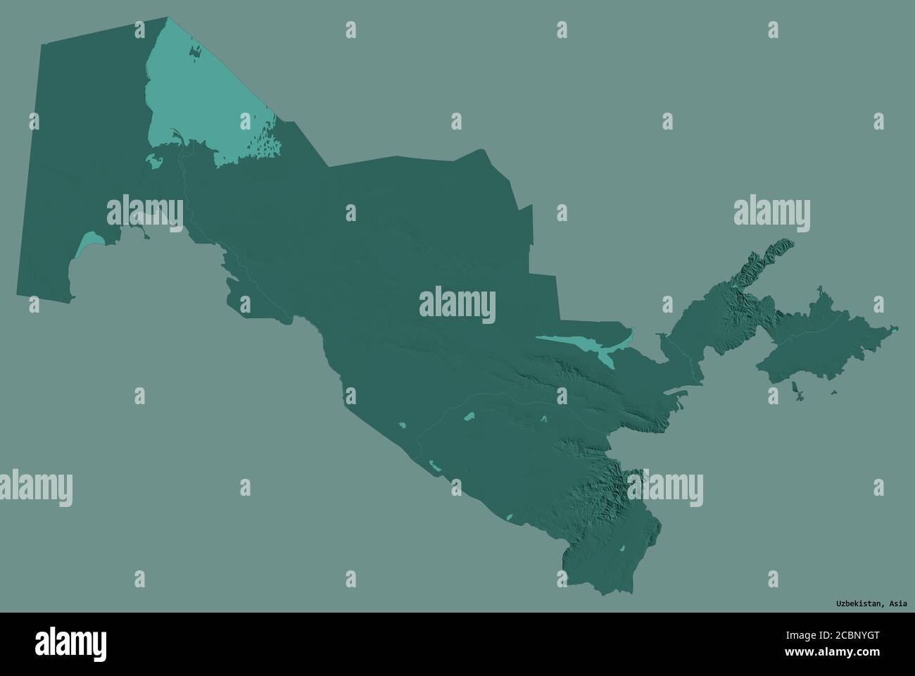 Shape of Uzbekistan with its capital isolated on a solid color ...