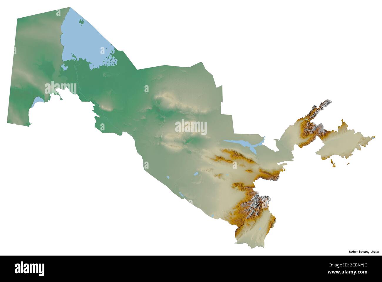 Shape of Uzbekistan with its capital isolated on white background ...