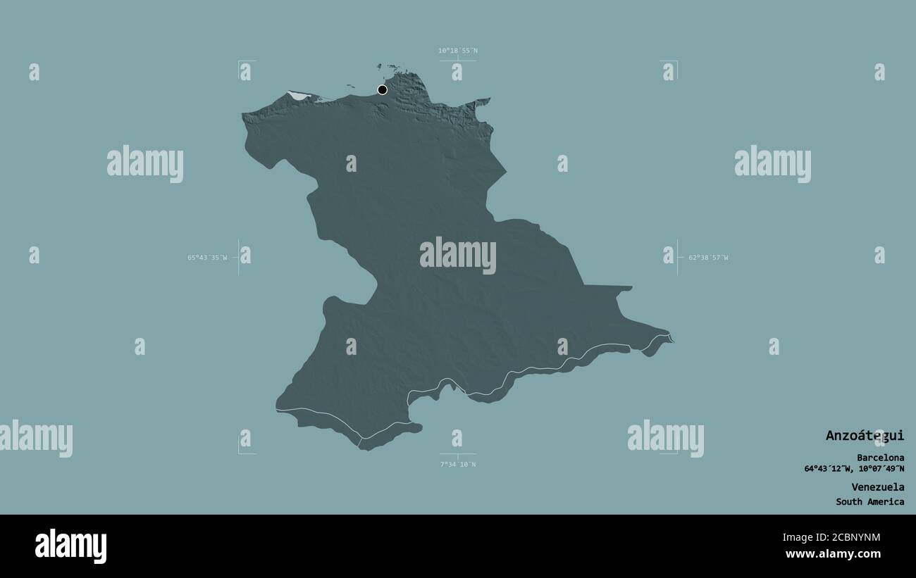 Area of Anzoátegui, state of Venezuela, isolated on a solid background ...