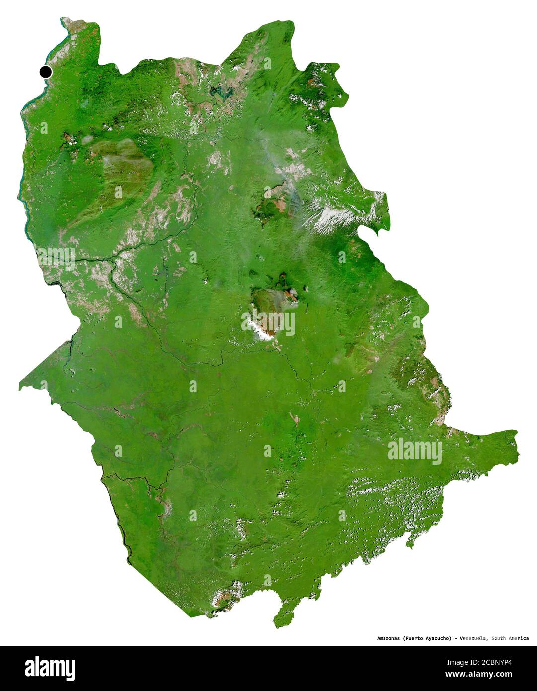 Shape of Amazonas, state of Venezuela, with its capital isolated on ...