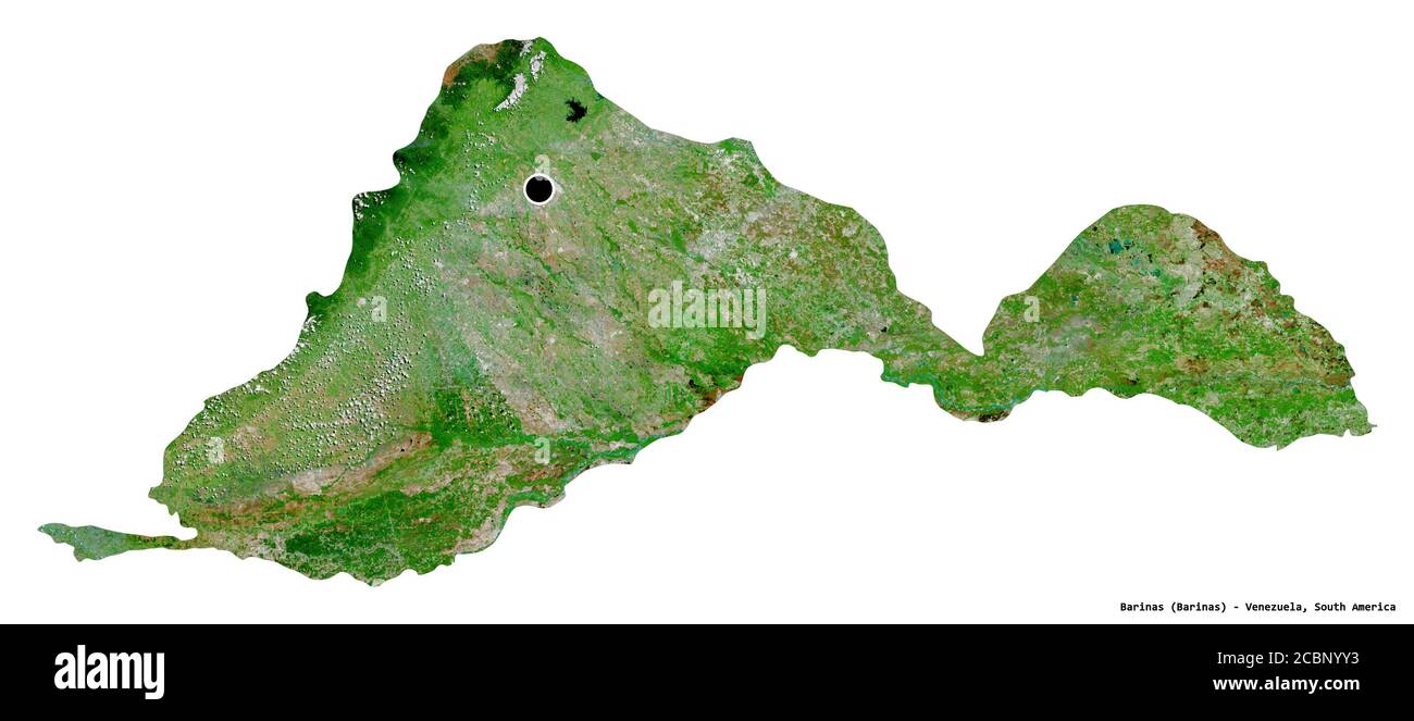Shape of Barinas, state of Venezuela, with its capital isolated on ...