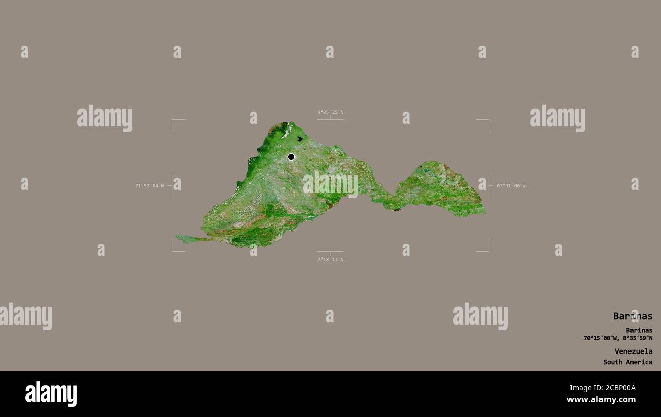 Area of Barinas, state of Venezuela, isolated on a solid background in ...