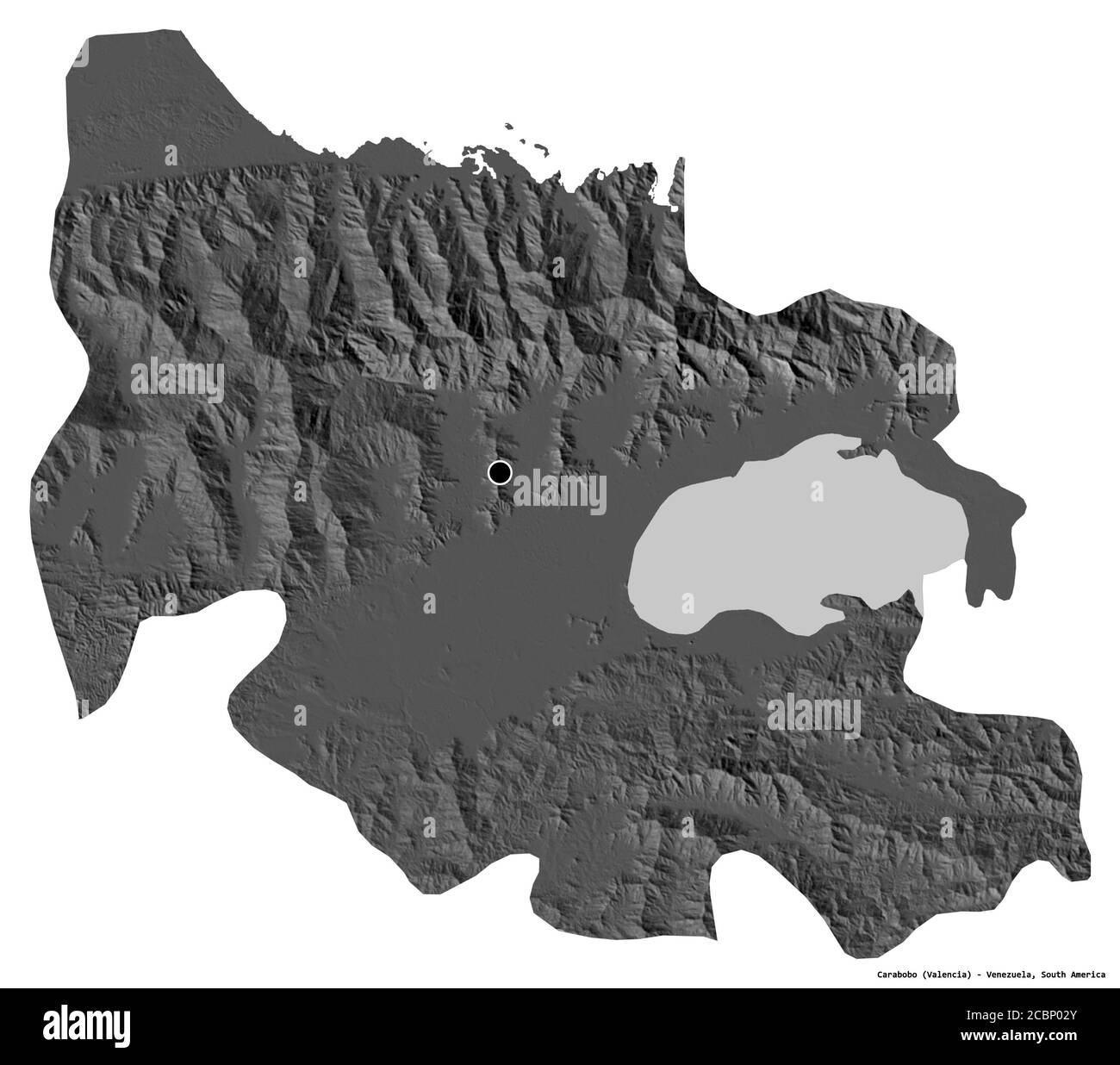 Shape of Carabobo, state of Venezuela, with its capital isolated on ...
