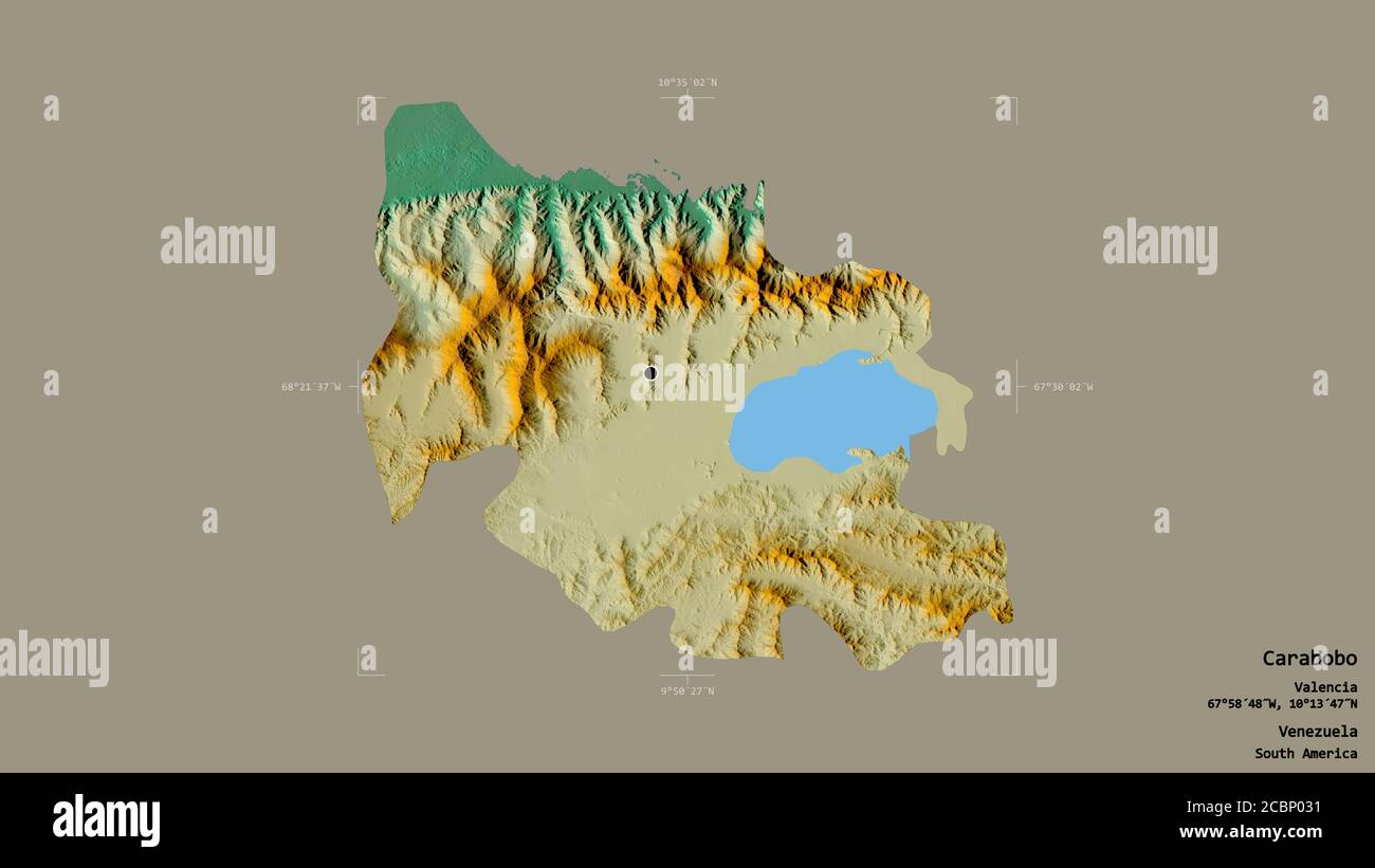 Area of Carabobo, state of Venezuela, isolated on a solid background in ...