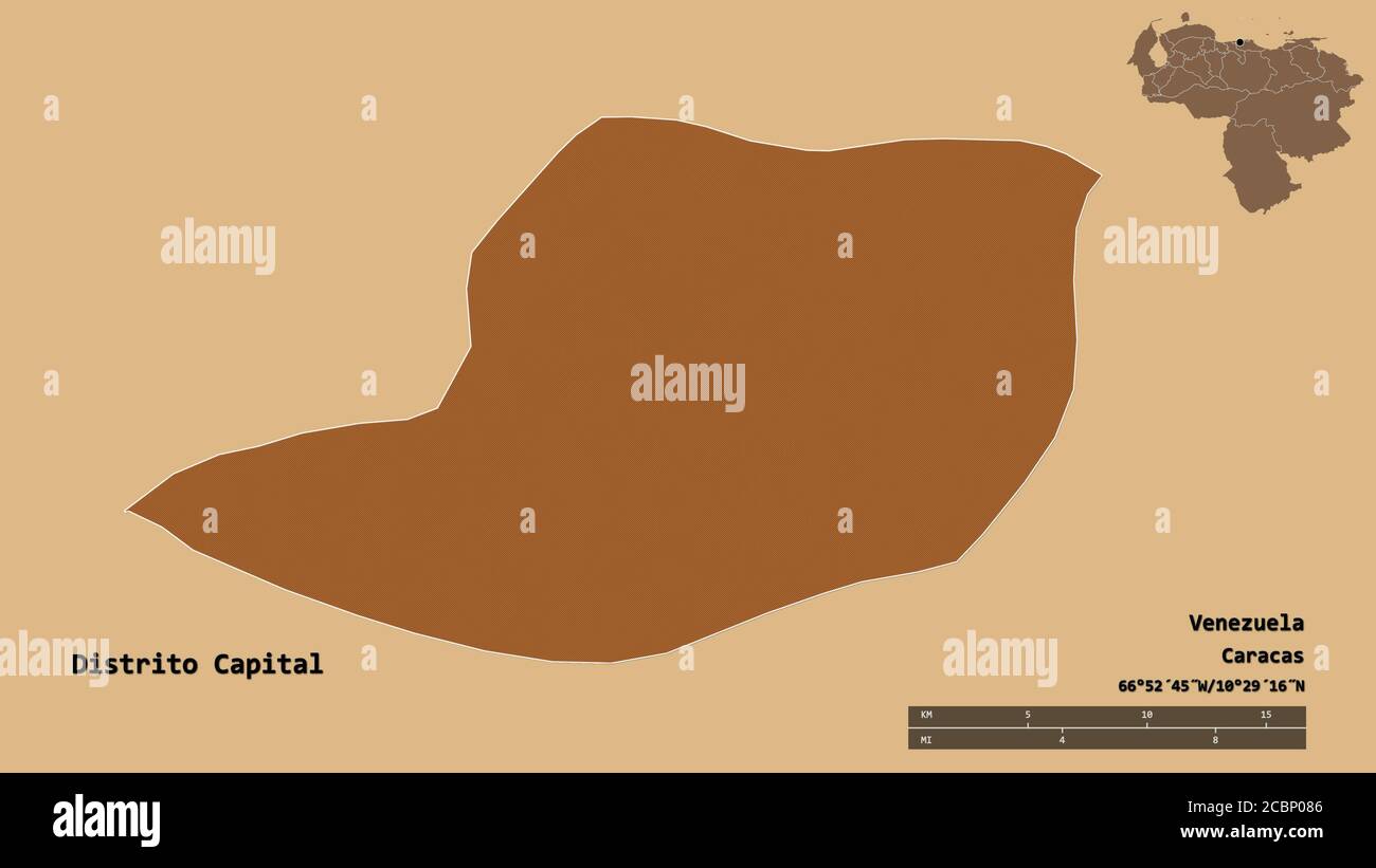 Shape of Distrito Capital, state of Venezuela, with its capital ...