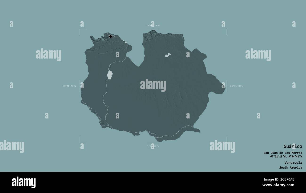 Area of Guárico, state of Venezuela, isolated on a solid background in ...
