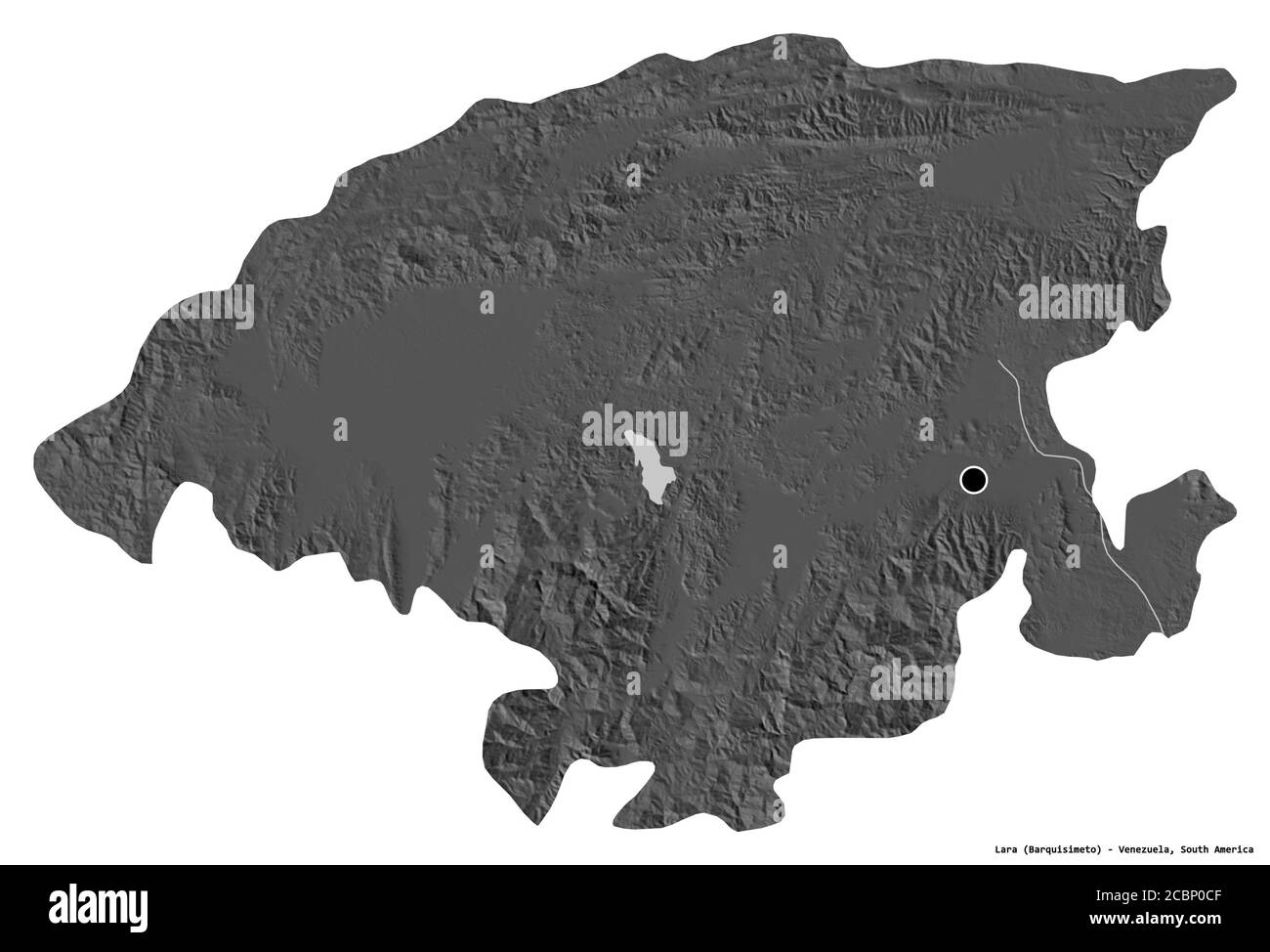 Shape of Lara, state of Venezuela, with its capital isolated on white ...