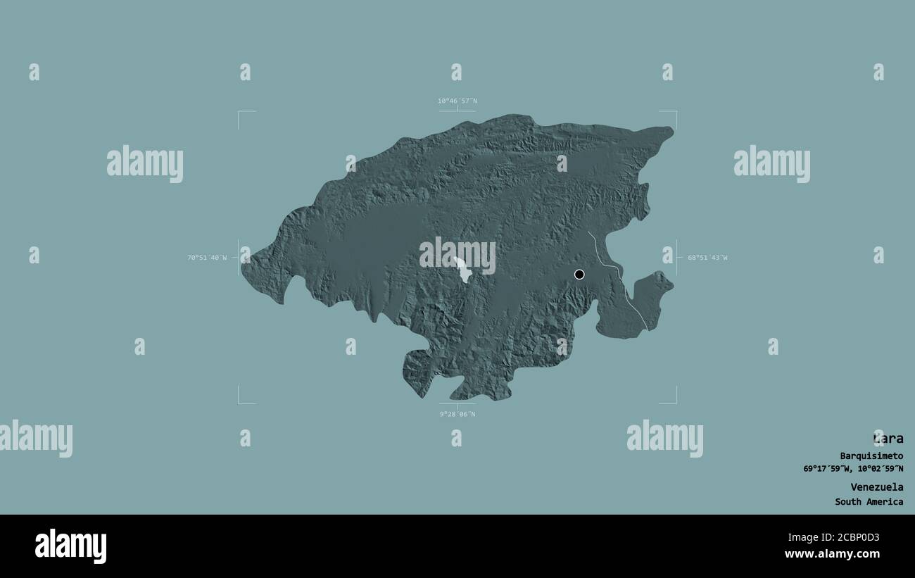 Area of Lara, state of Venezuela, isolated on a solid background in a ...