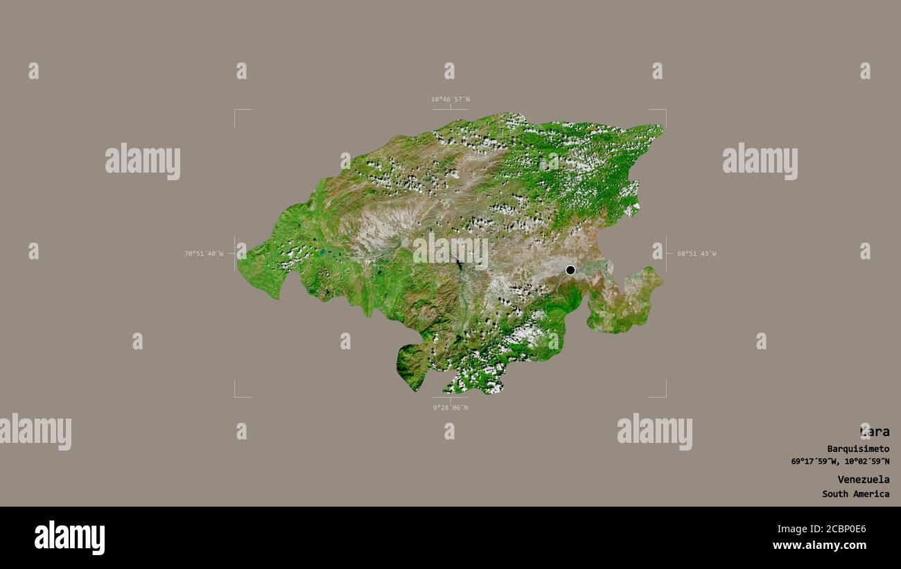 Area of Lara, state of Venezuela, isolated on a solid background in a ...
