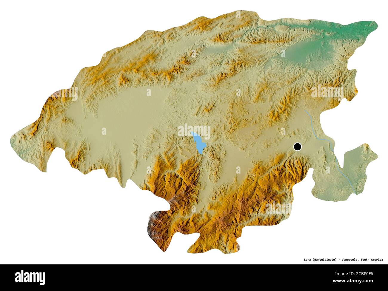 Shape of Lara, state of Venezuela, with its capital isolated on white ...