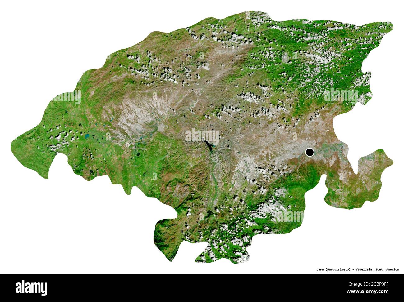 Shape of Lara, state of Venezuela, with its capital isolated on white ...
