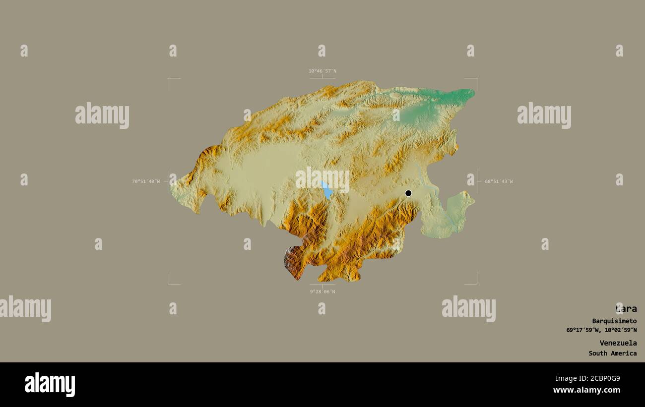 Area of Lara, state of Venezuela, isolated on a solid background in a ...