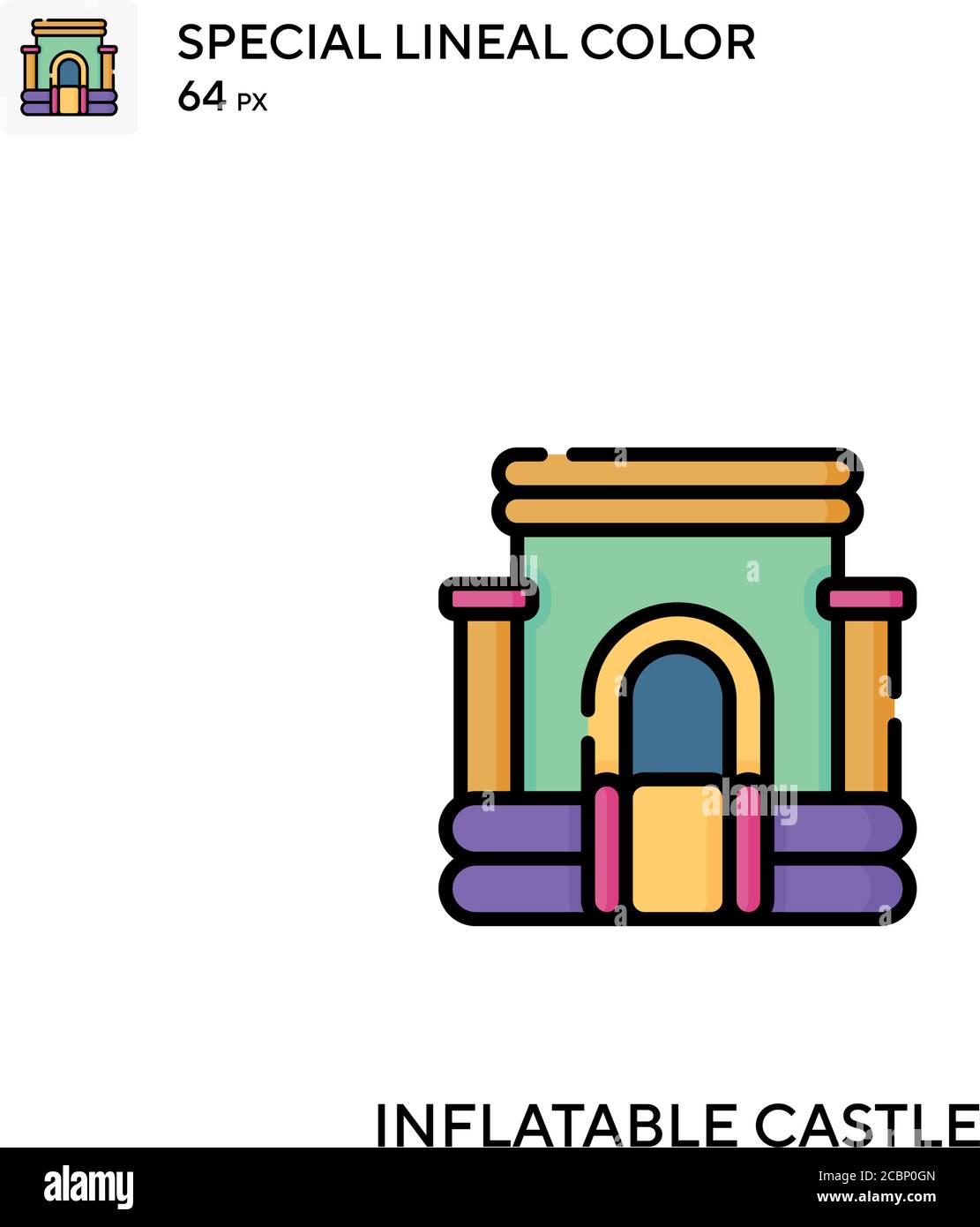 Inflatable castle Special lineal color vector icon. Inflatable castle ...