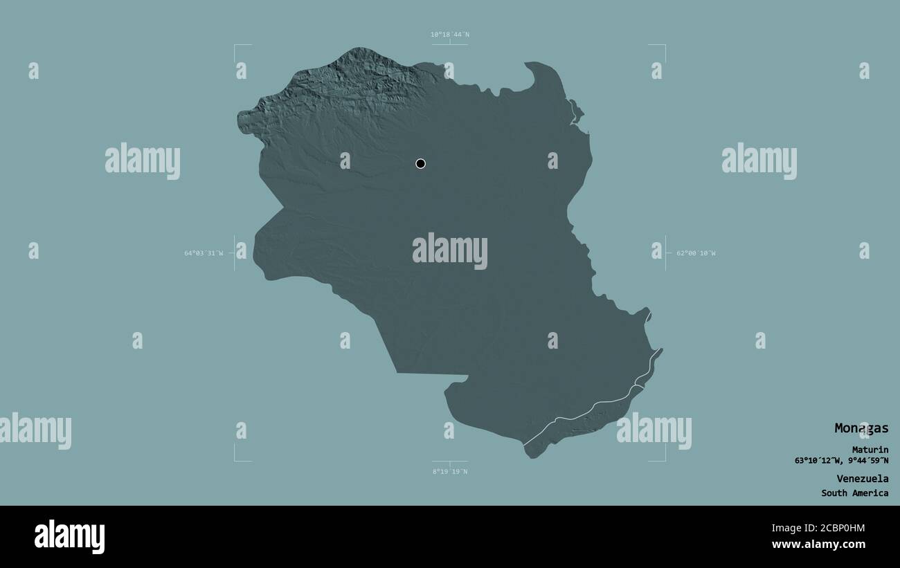 Area of Monagas, state of Venezuela, isolated on a solid background in ...