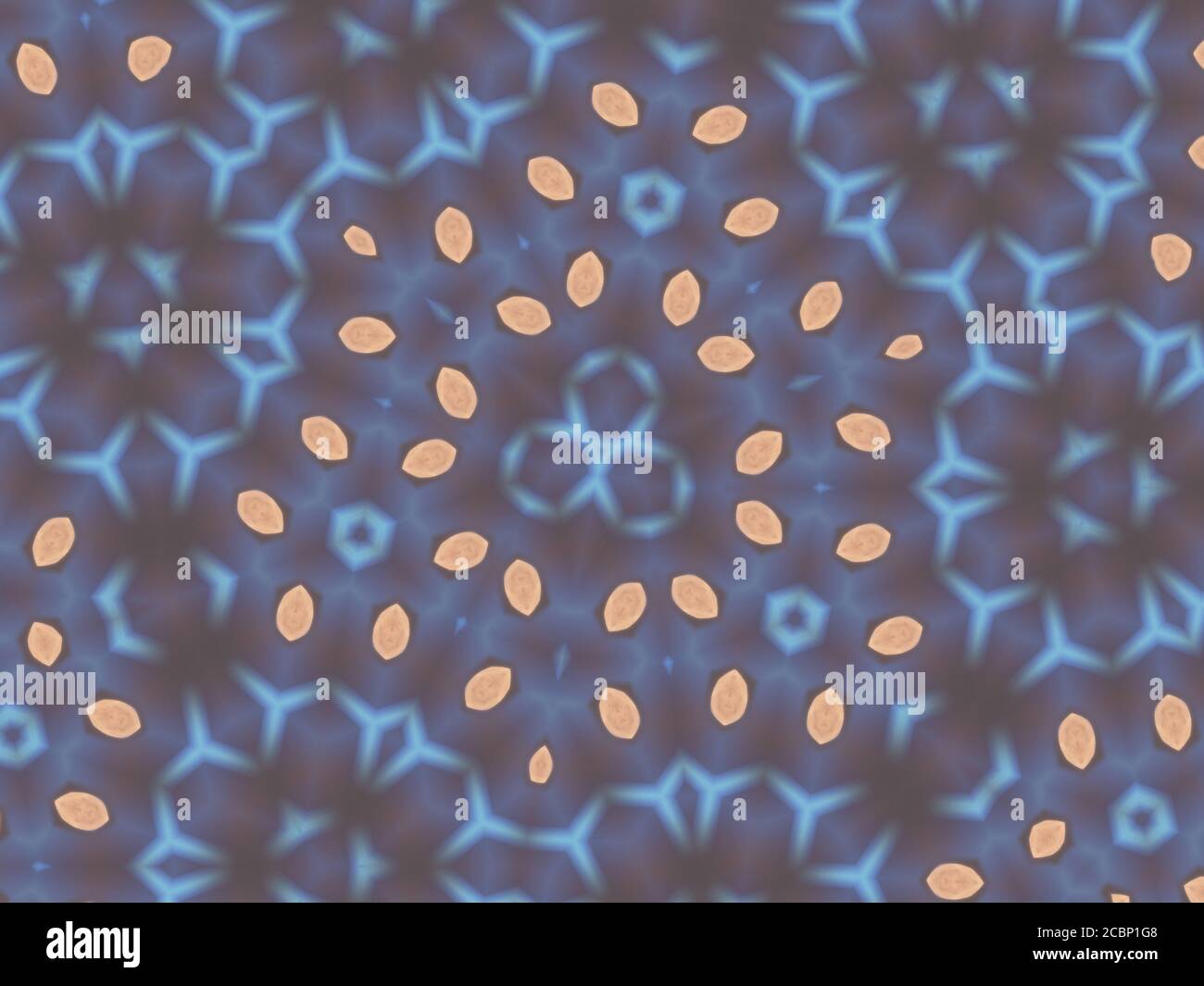 Illustration of blue patterned texture with beige figures for ...