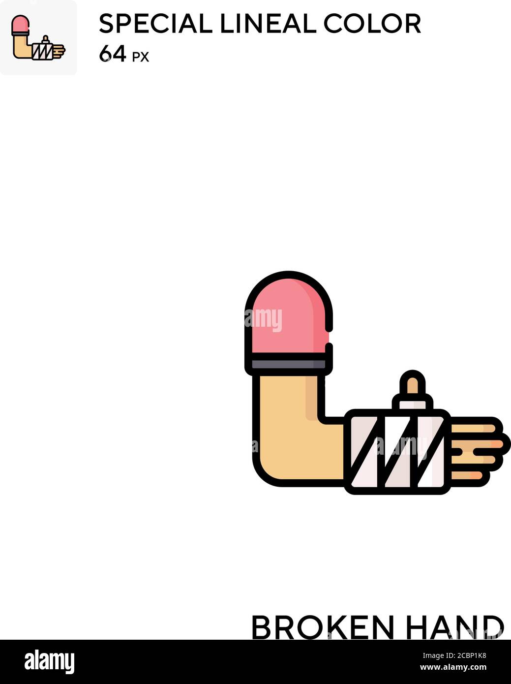 Broken hand Special lineal color vector icon. Broken hand icons for ...