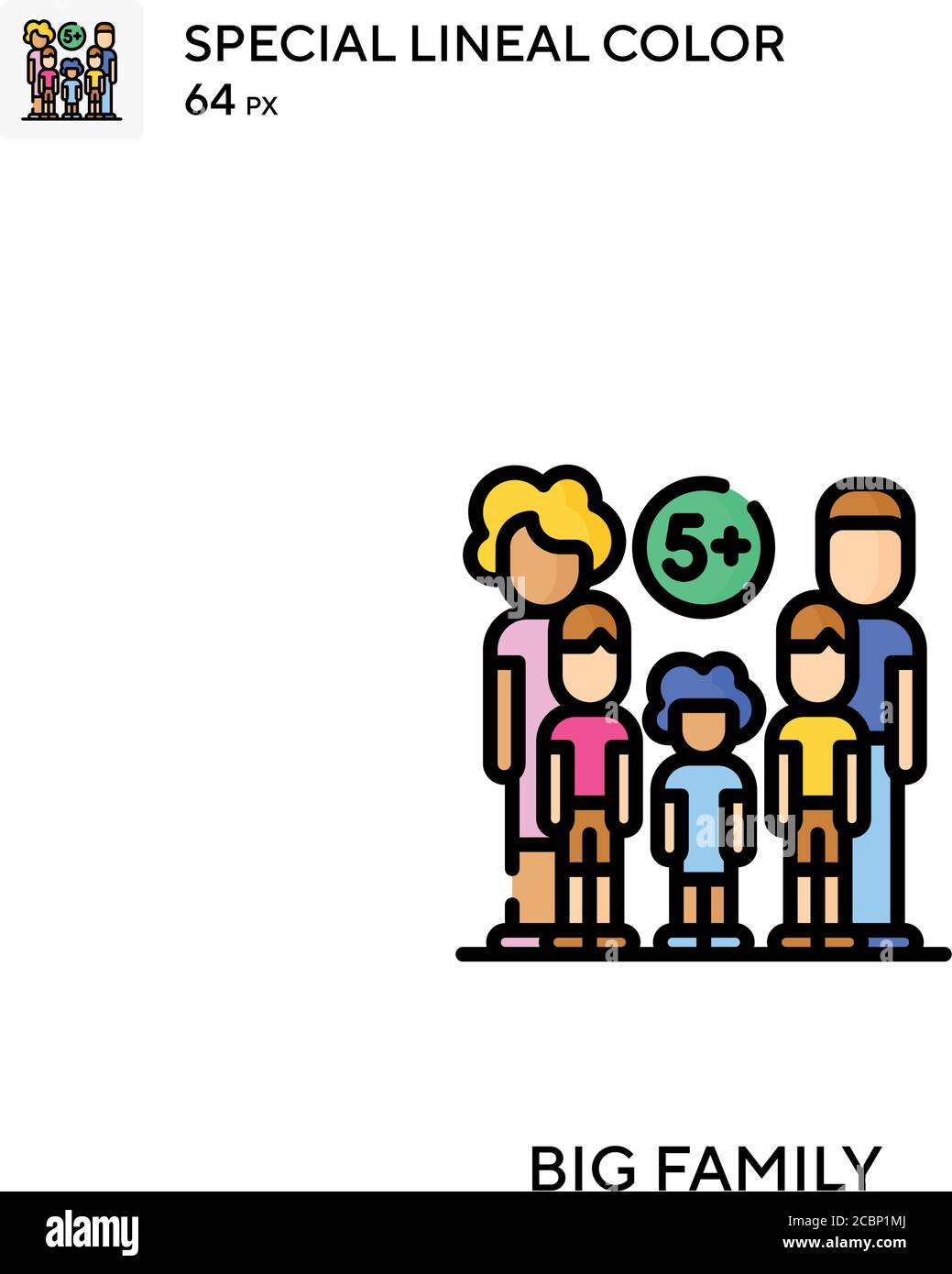 Big family Special lineal color vector icon. Big family icons for your ...